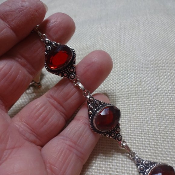 Handmade | Jewelry | Antique Ruby Handmade Sterling Bracelet Size 8 34 579b | Poshmark